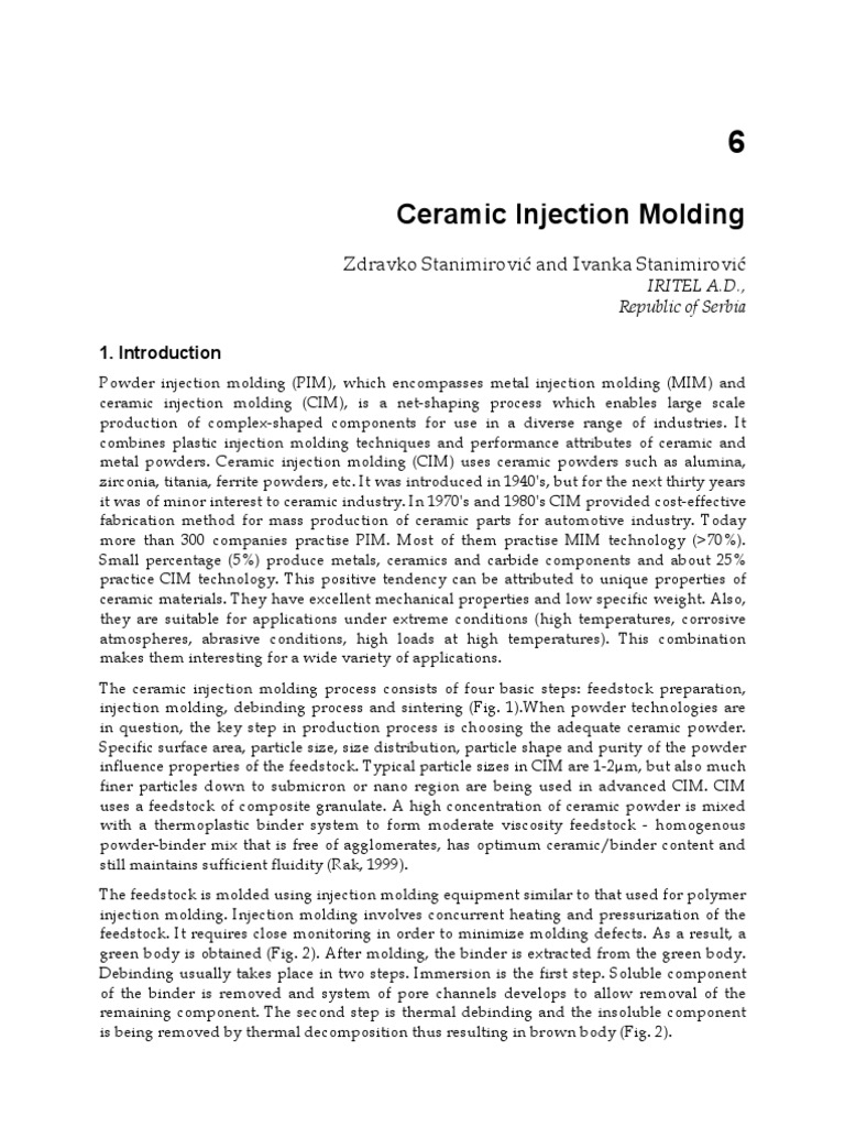 Ceramic Injection Molding Overview | PDF | Sintering | Ceramics