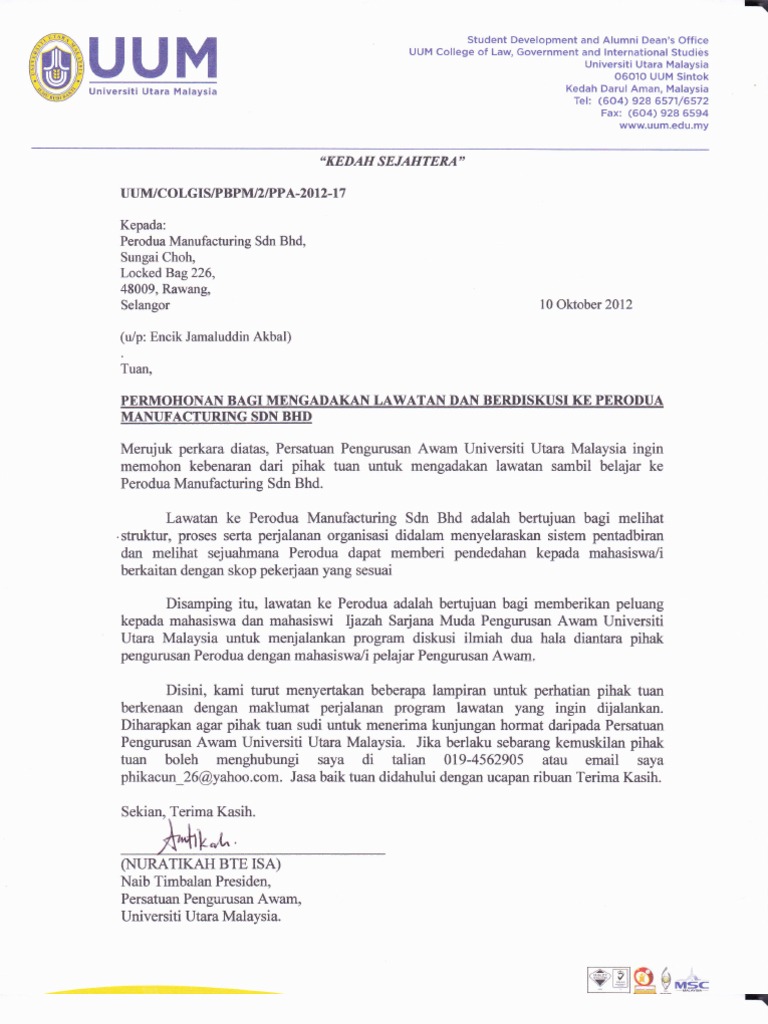 Surat Permohonan Mengadakan Program | PDF