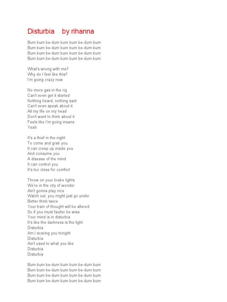 Disturbia Guitar Chords