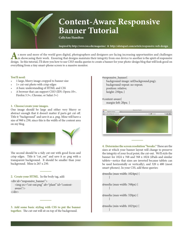 Responsive Banner Design Guide | PDF | Cascading Style Sheets | Software