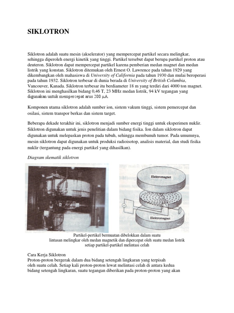 Prinsip dan Fungsi Siklotron | PDF