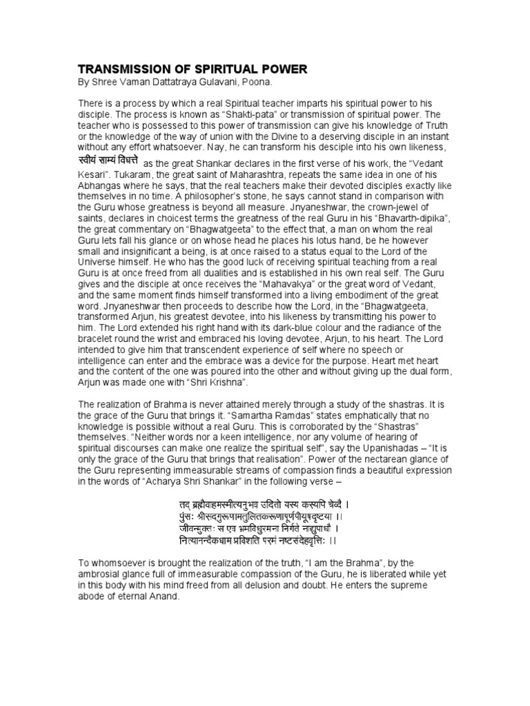 Spiritual Power Transmission Explained | PDF