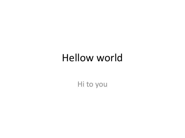 Hellow World | PDF