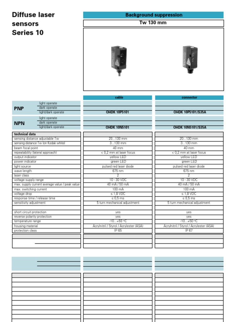 Sensor Baumer OHDK 10P5101-S35A | PDF | Bipolar Junction Transistor | Laser