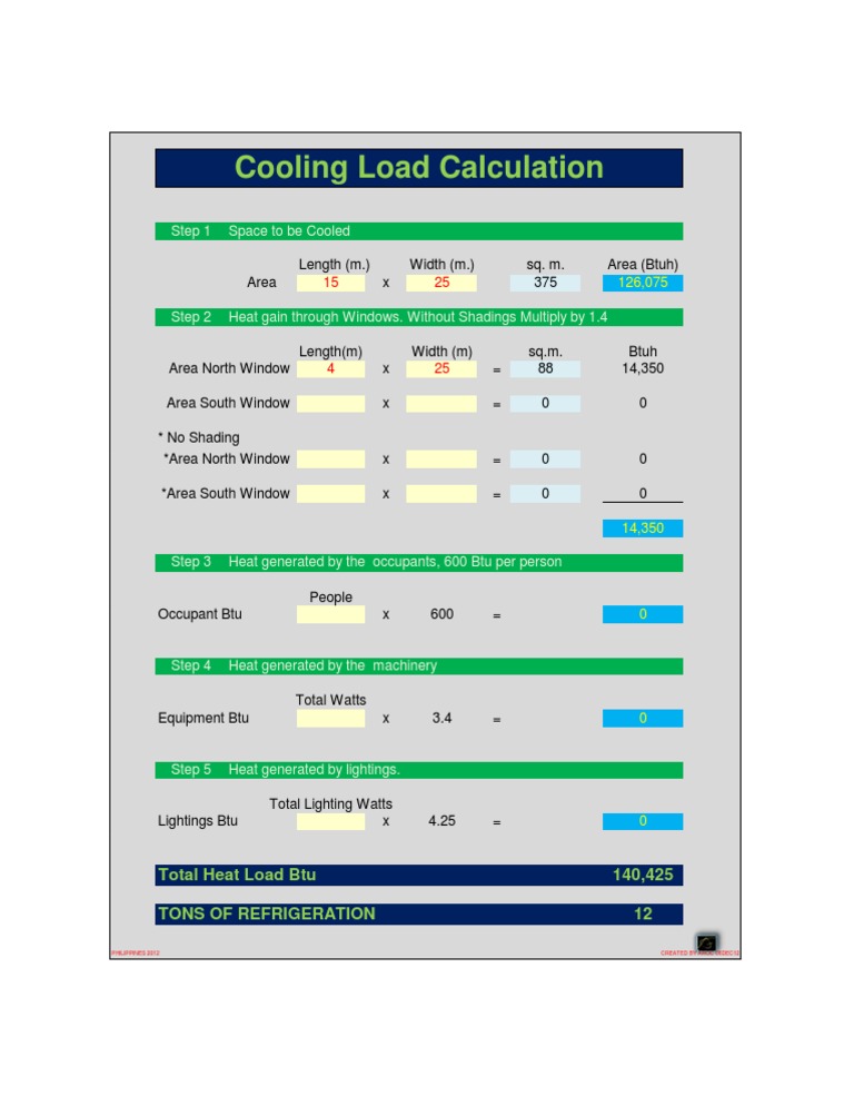 Cooling Load Calculation Guide | PDF