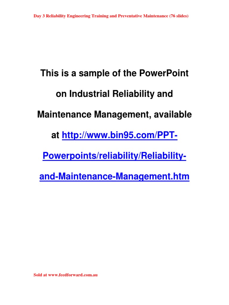 Reliability PPT Day3 Sample | PDF | Product Lifecycle | Reliability ...