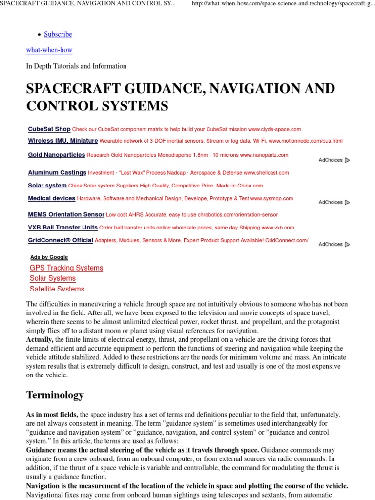 Spacecraft Guidance, Navigation and Control Systems | PDF | Gyroscope ...