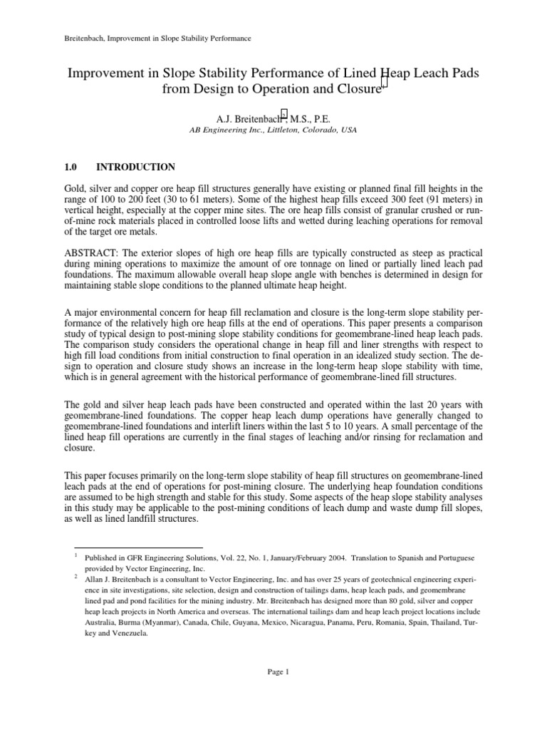 Heap Slope Design | PDF | Strength Of Materials | Landslide