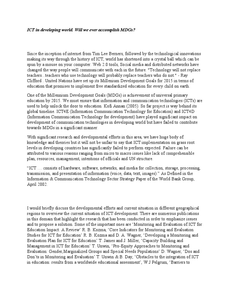 ICT in Developing World | PDF | Information And Communications ...