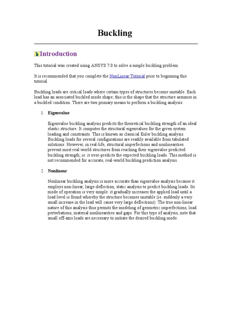 Buckling in ANSYS | PDF | Buckling | Beam (Structure)