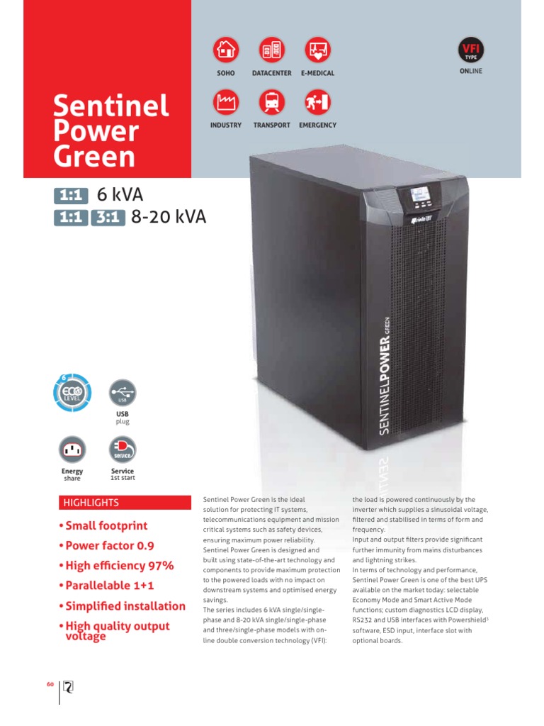 Sentinel Green Power Data Sheet | PDF | Mains Electricity | Power Inverter