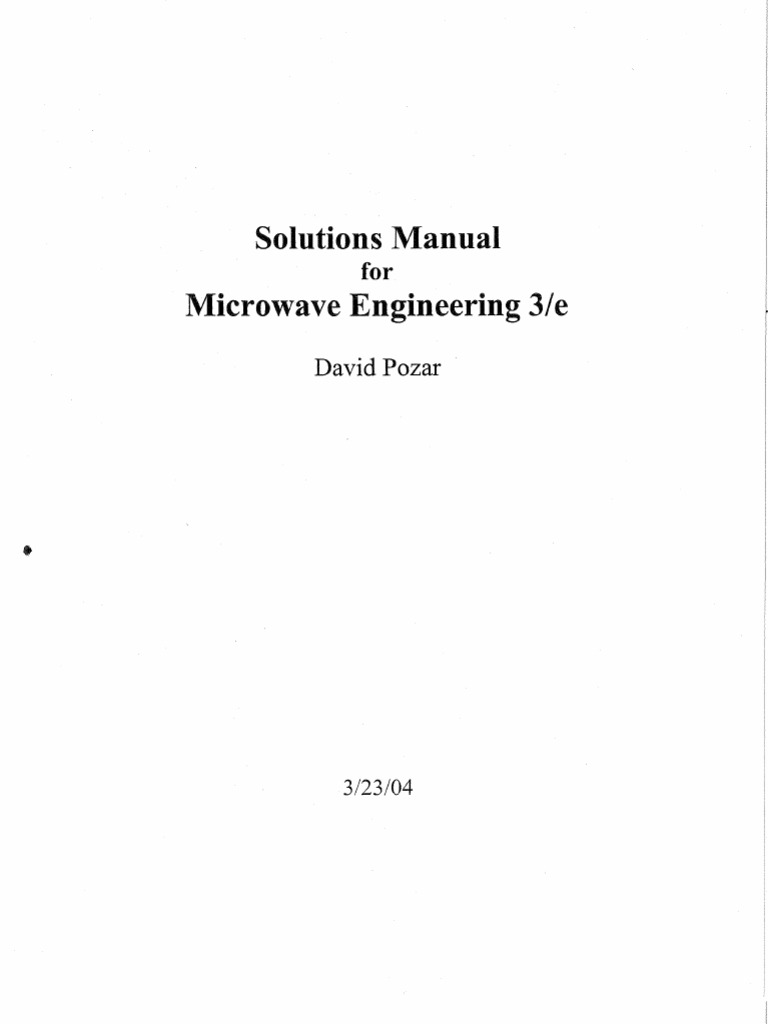 Microwave Engineering 3rd Edition 2004 Pozar Solution Manual | PDF