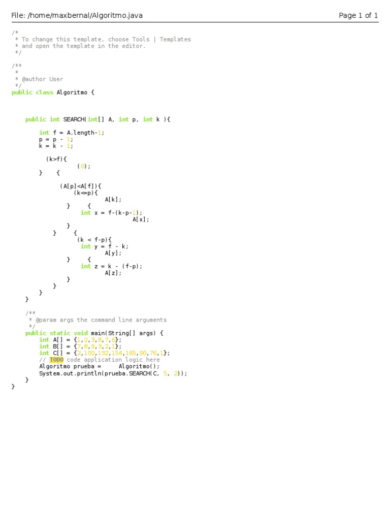 File: /home/maxbernal/algoritmo - Java Page 1 of 1: Public Class | PDF
