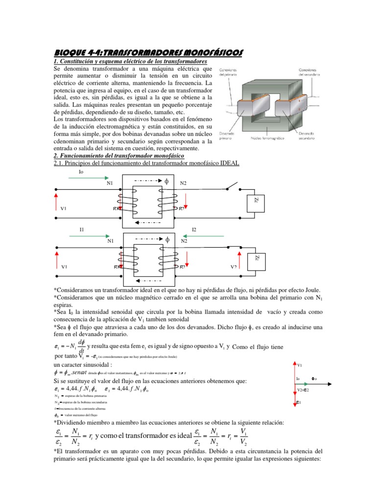 4-3 Transformadores Monofasicos | PDF | Transformador | Inductor
