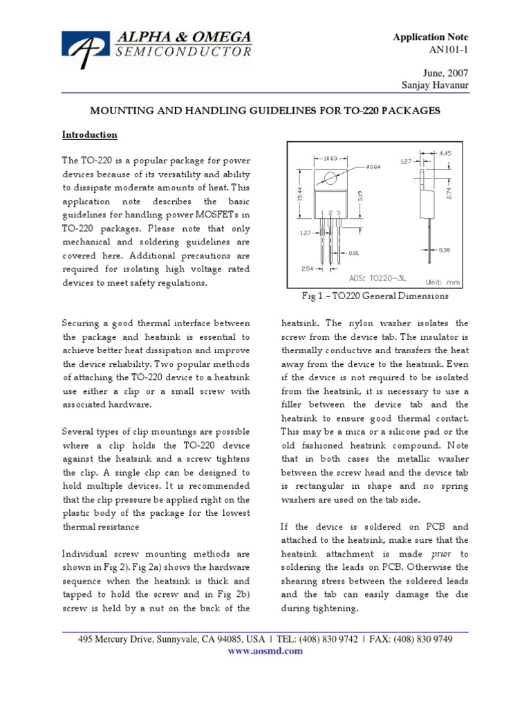 AN101 TO220 Guidelines | PDF | Soldering | Screw