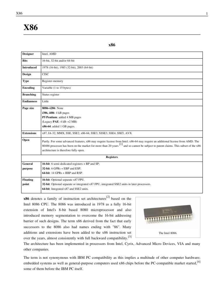 X86 Architeture | PDF | 64 Bit Computing | Instruction Set