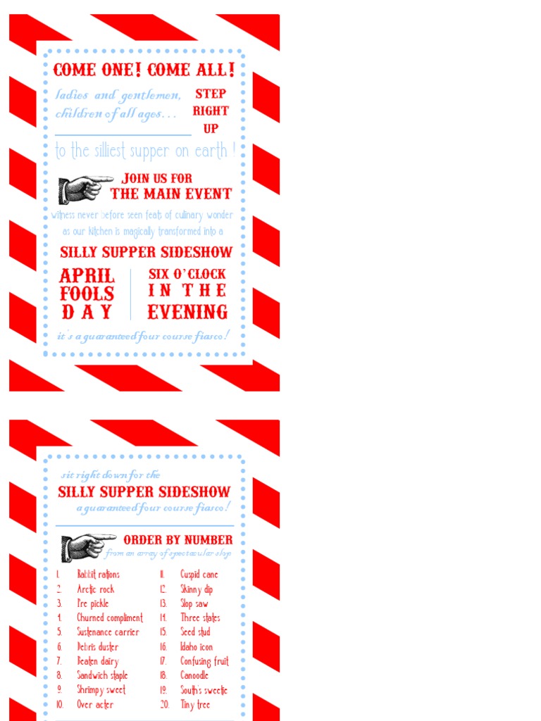 April Fools Silly Supper | PDF