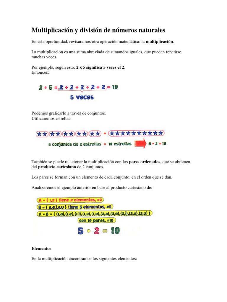 Multiplicación y División de Números Naturales | PDF | División ...