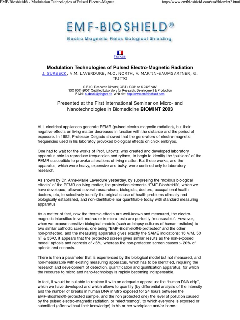 EMF Bioshield® Modulation Technologies of Pulsed Electro Magnetic ...