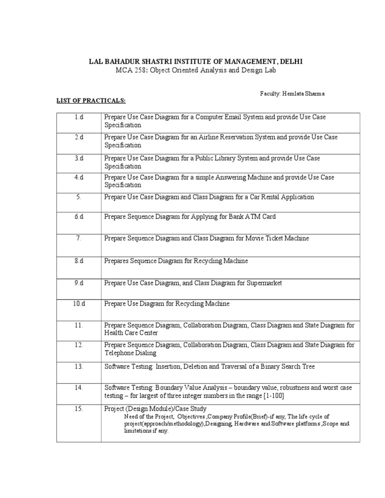 OOAD Exercise For Practical File | PDF | Computers | Technology ...