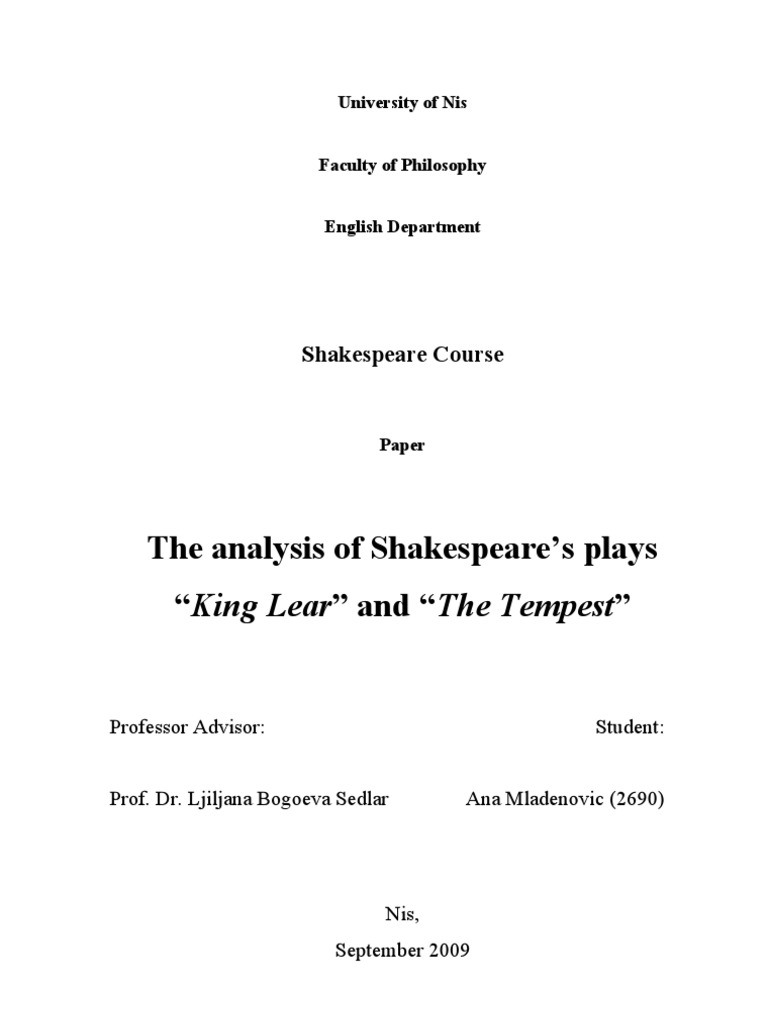 King Lear and The Tempest | PDF | King Lear