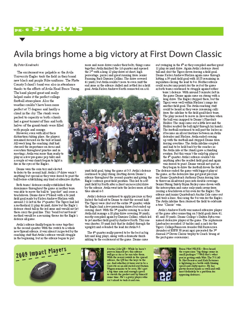 First Down Classic & The Complete Avila Football Preview | PDF | Ball ...