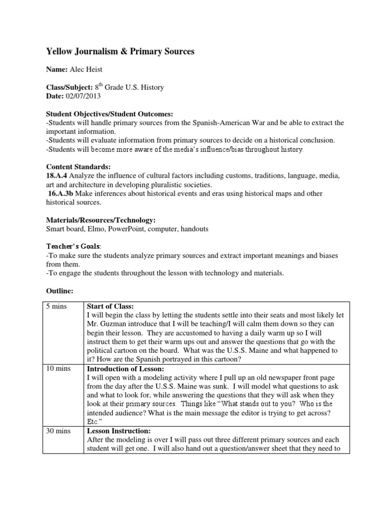 Yellow Journalism Lesson | Download Free PDF | Educational Assessment ...
