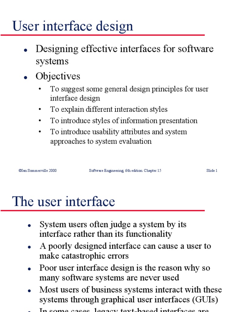 User Interface Design: Designing Effective Interfaces For Software Systems Objectives | PDF ...
