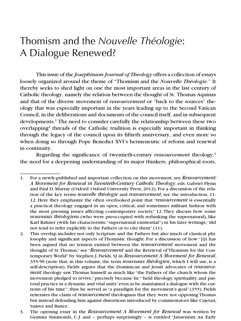 Thomism and Nouvelle Théologie | PDF | Thomism | Catholic Theology And ...