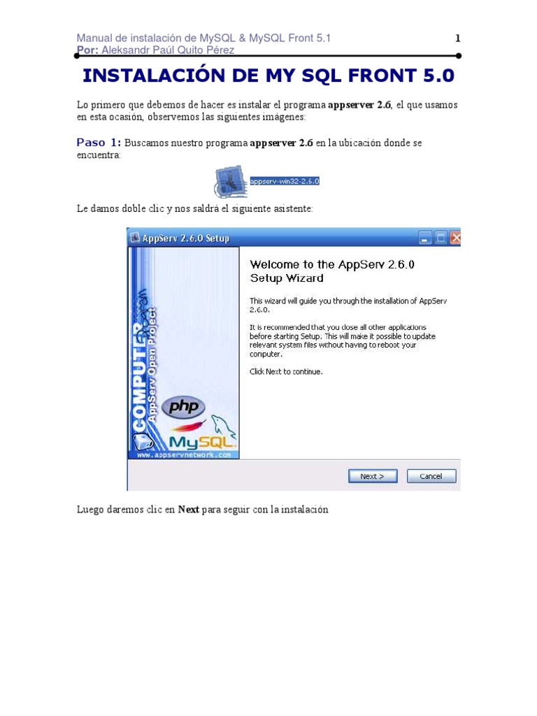 INSTALACIÓN DE MY SQL FRONT 5 - Aleksandr Quito Perez | PDF | Mi sql | Ventana (informática)