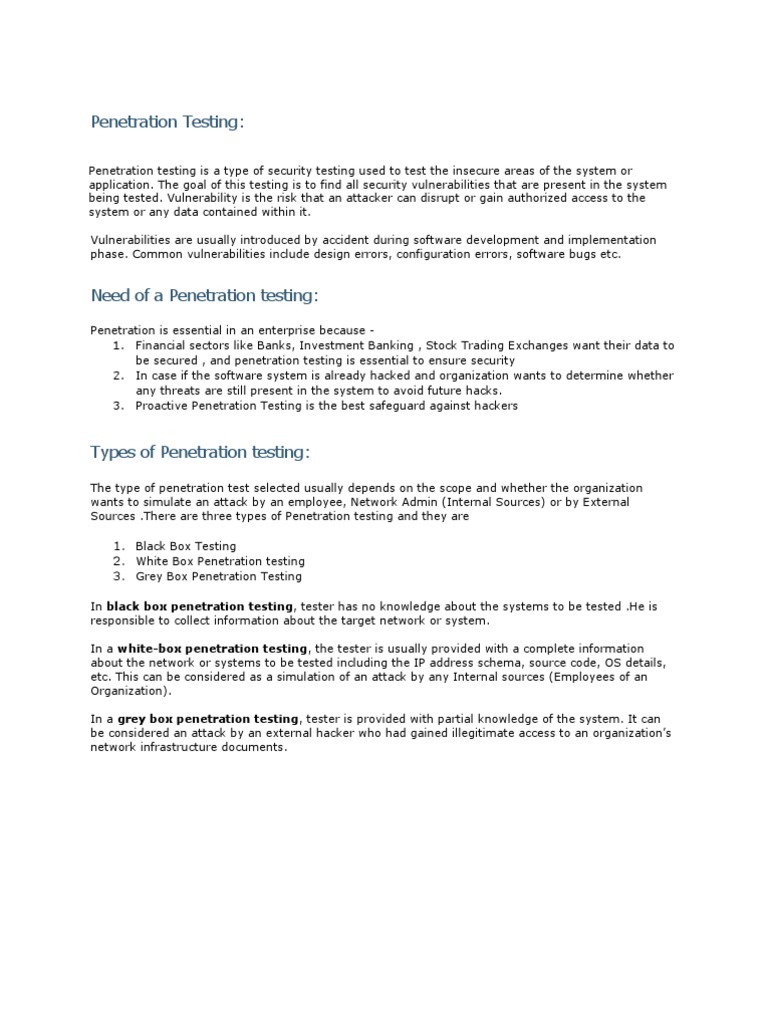 Penetration Testing Pdf Penetration Test Software Testing