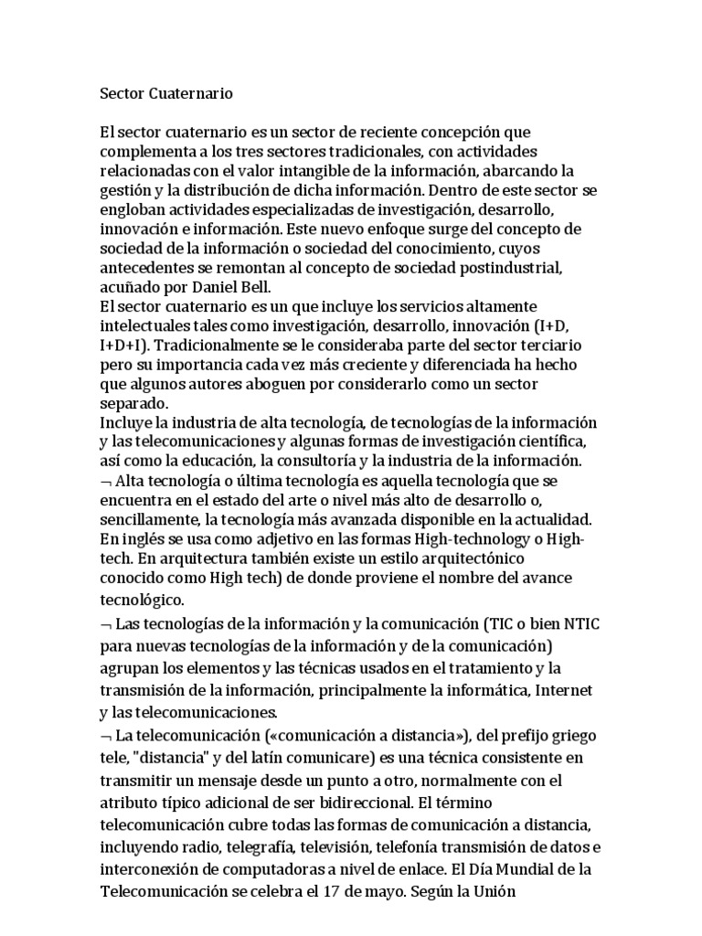 Sector Cuaternario | PDF | Telecomunicación | Ciencia y Tecnología