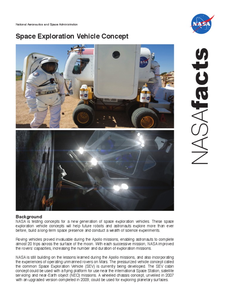 Vehiculo Espacial SEV Concept FactSheet | PDF | Space Suit | Nasa