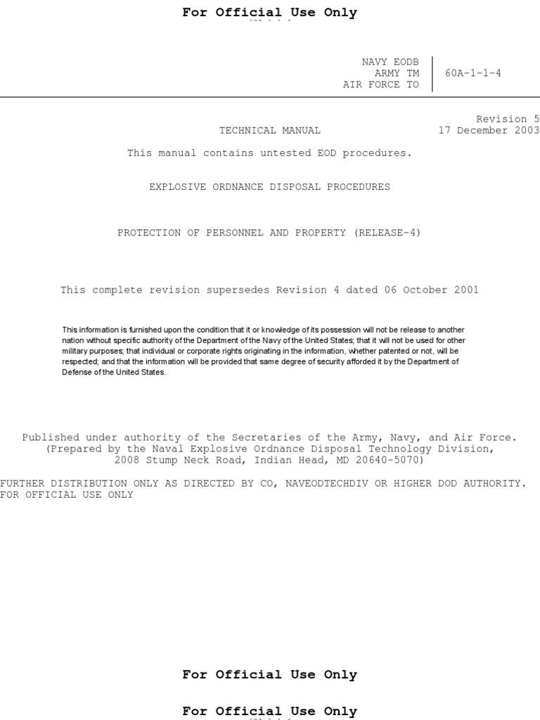 EODB 60A-1-1-4 EOD Procedures 2003 | PDF | Shock Wave | Explosion