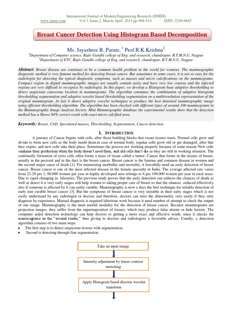 Breast Cancer Detection Using Histogram Based Decomposition | PDF | Wavelet | Image Segmentation