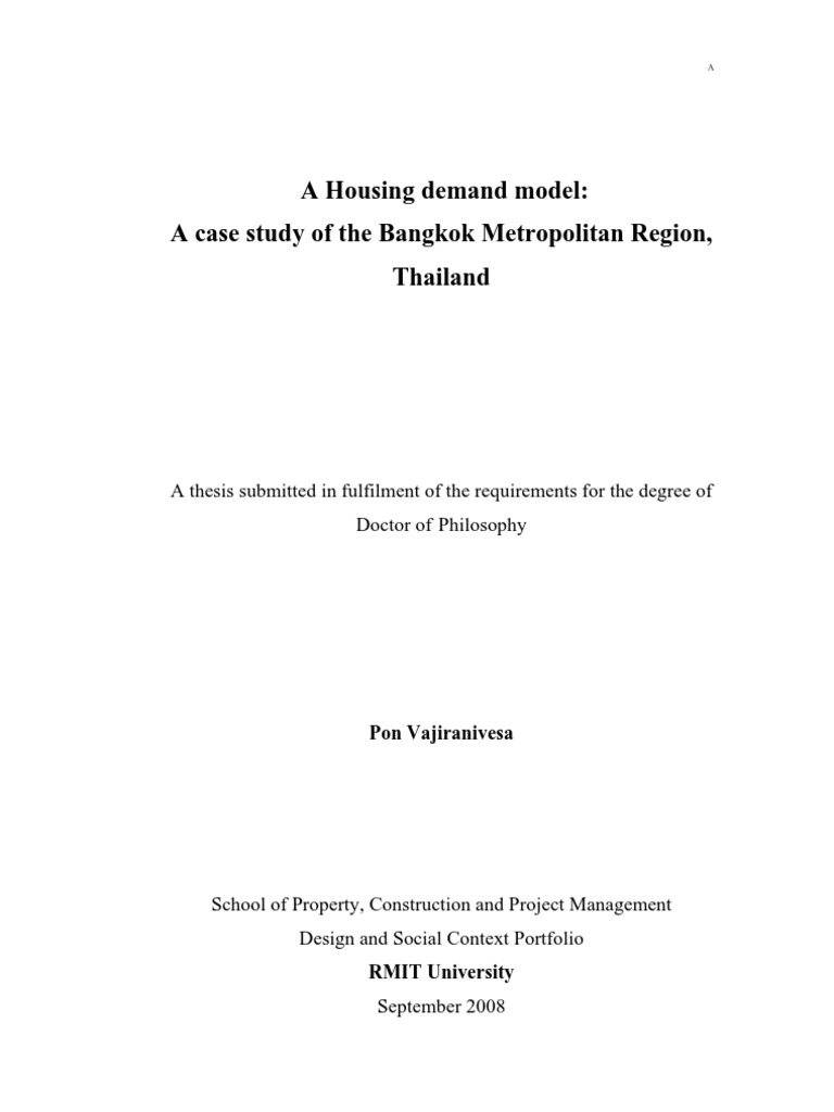 A Housing Demand Model - A Case Study of The Bangkok Metropolitan ...