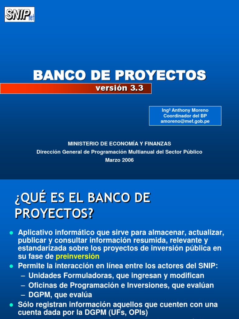 Banco de Proyectos - Snip | PDF | Bases de datos | Internet