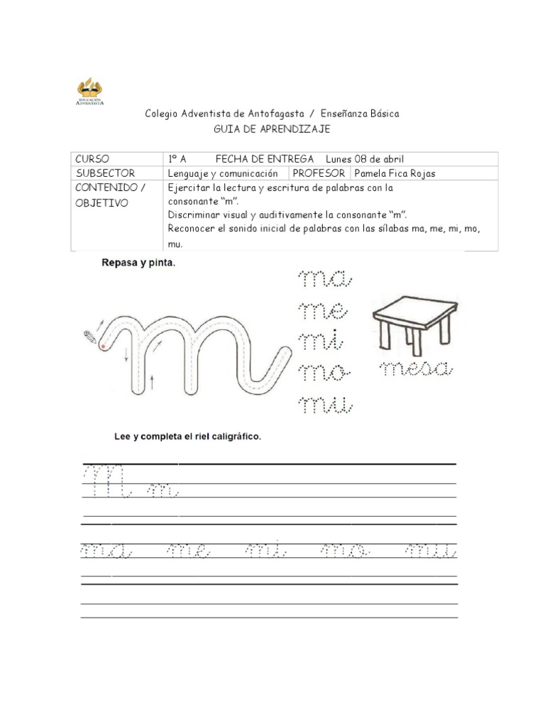 Guia de la letra M