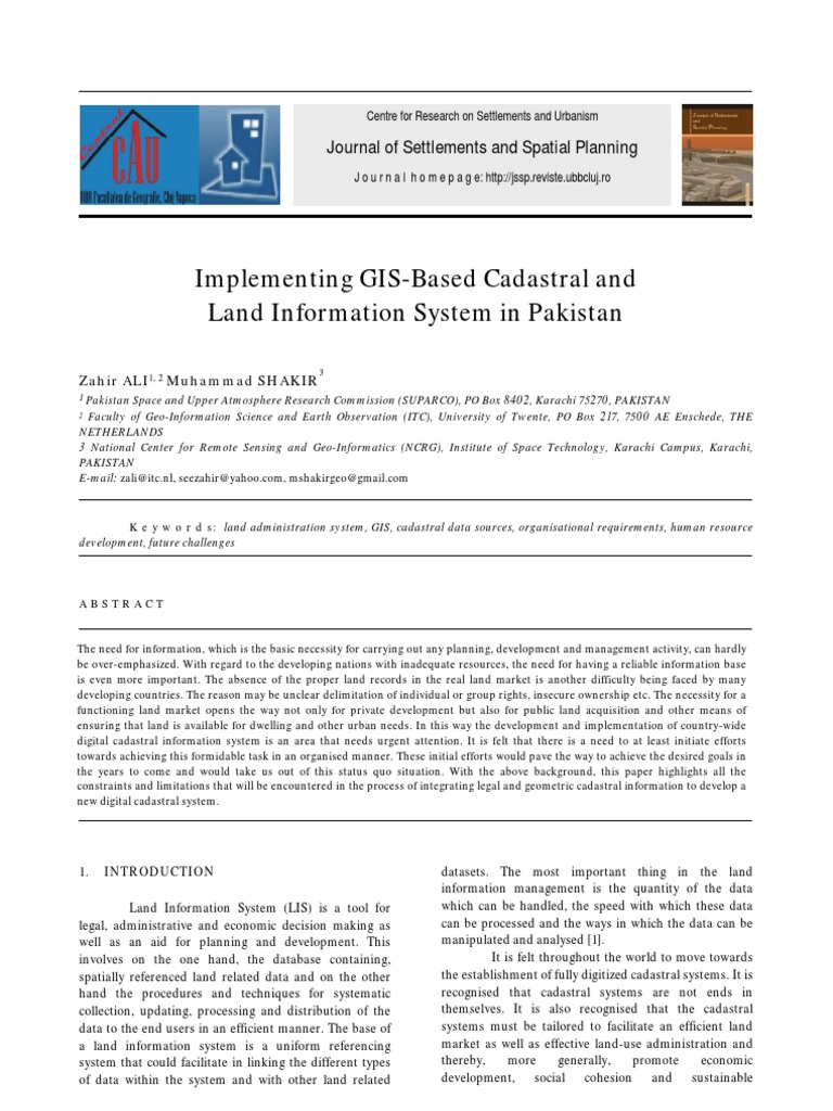 Implementing GIS-Based Cadastral and Land Information System in Pakistan | PDF | Geographic ...