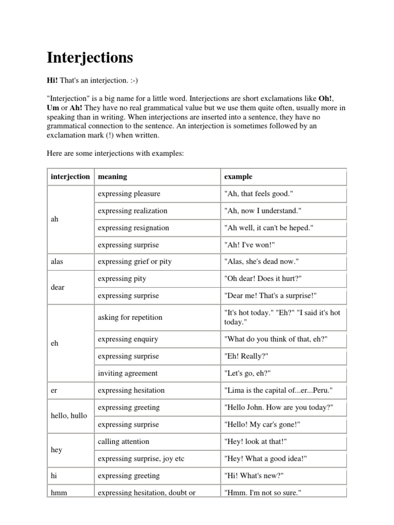 Interjections, Conjunction, Preposition | PDF | Clause | Comma