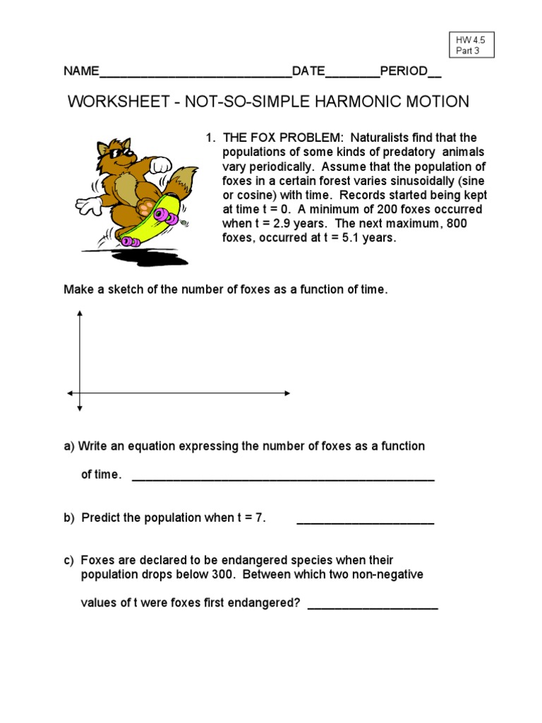 Harmonic Motion Worksheet Part 3 | PDF | Trigonometric Functions | Sine