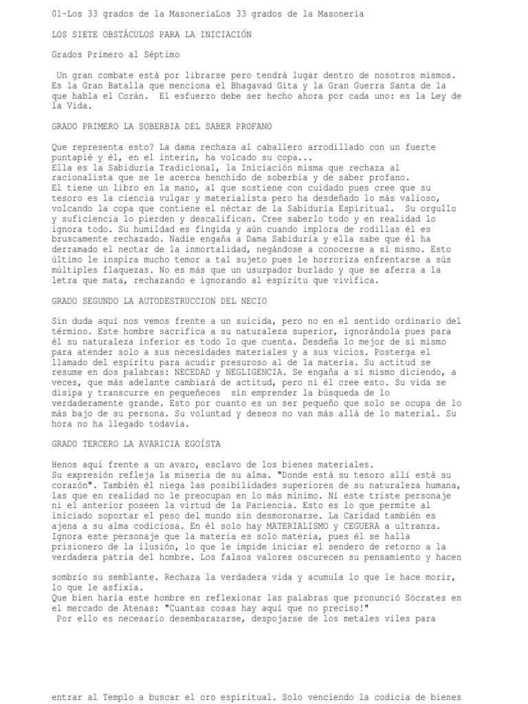 01-Los 33 Grados de La Masonería | PDF | Verdad | Los símbolos