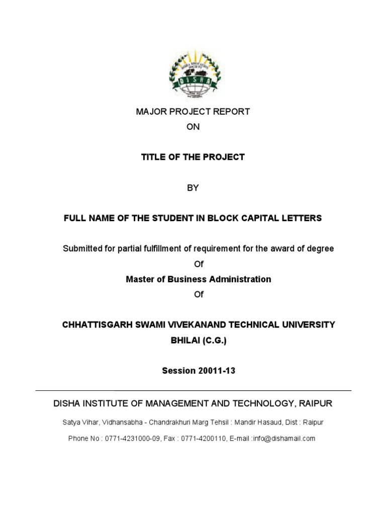 Major Project Report Format | PDF