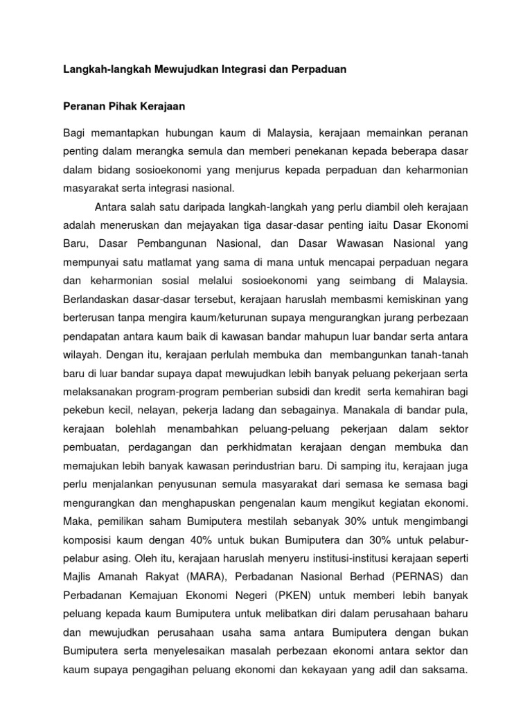 Langkah-Langkah Mengatasi Masalah Perpaduan | PDF