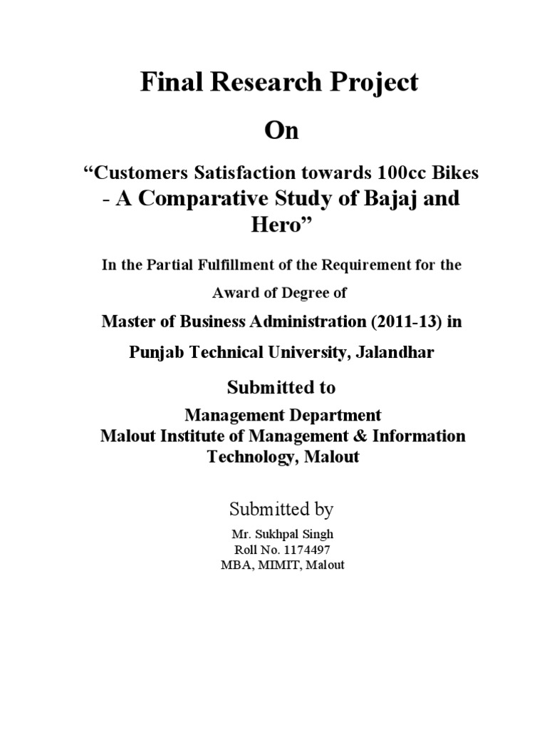 Final Research Project: - A Comparative Study of Bajaj and Hero" | PDF ...