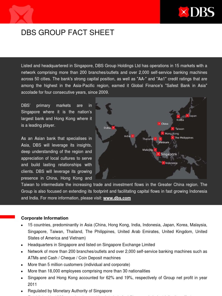 Dbs Group Fact Sheet: Corporate Information | PDF | Financial Markets ...