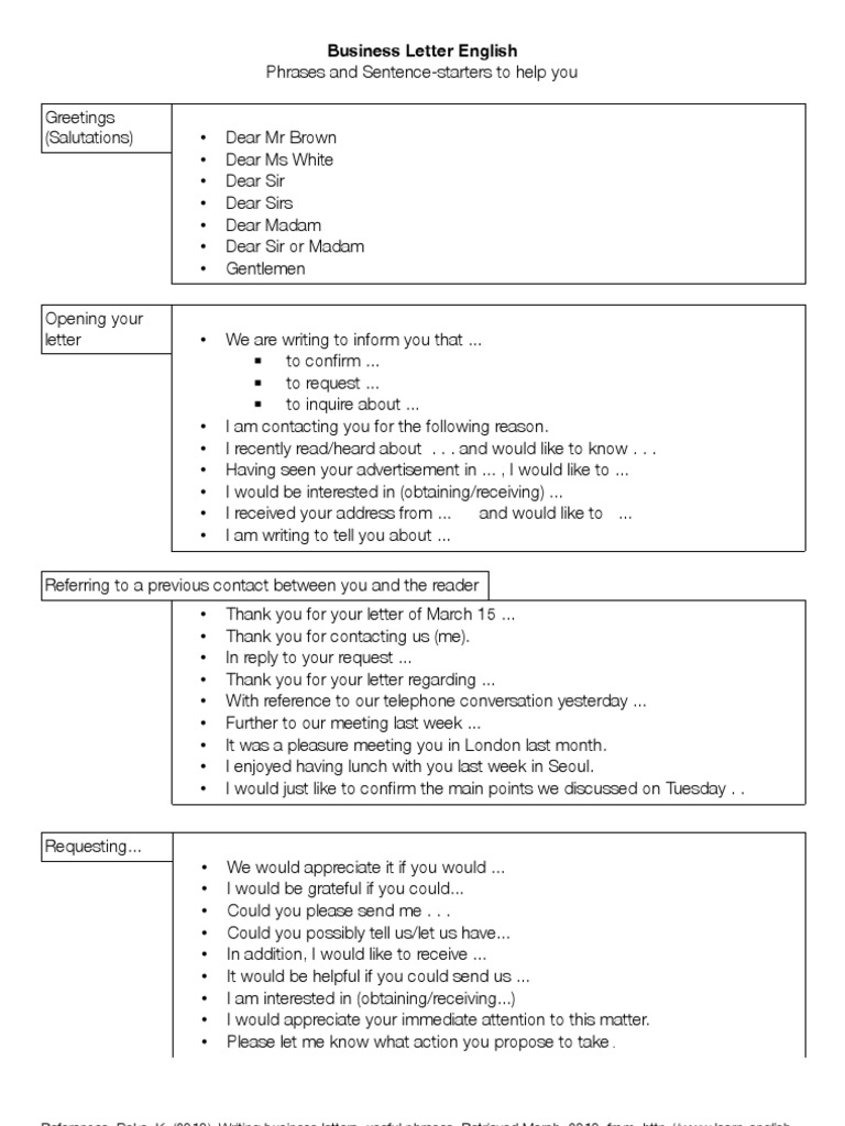 Letter Greetings In English