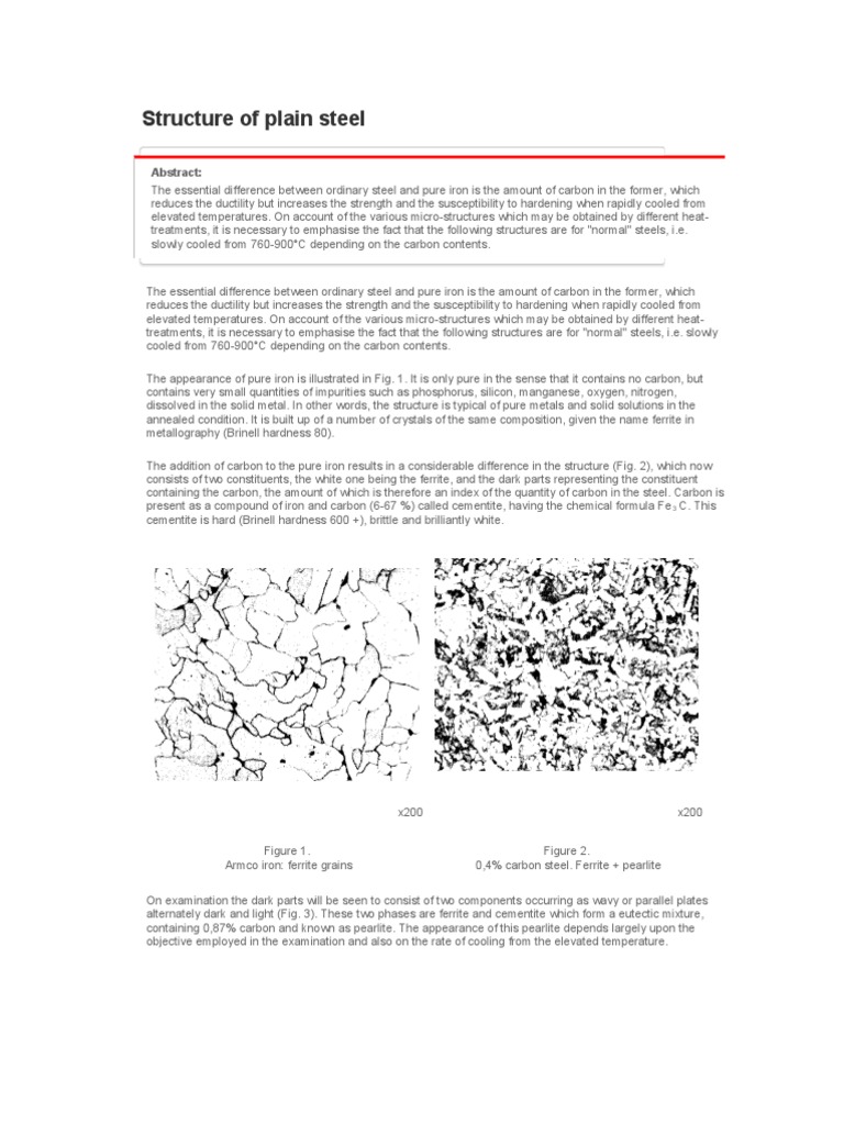 Structure of Plain Steel | PDF | Steel | Iron