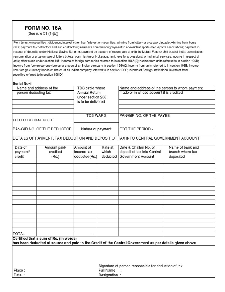Form 16A | PDF