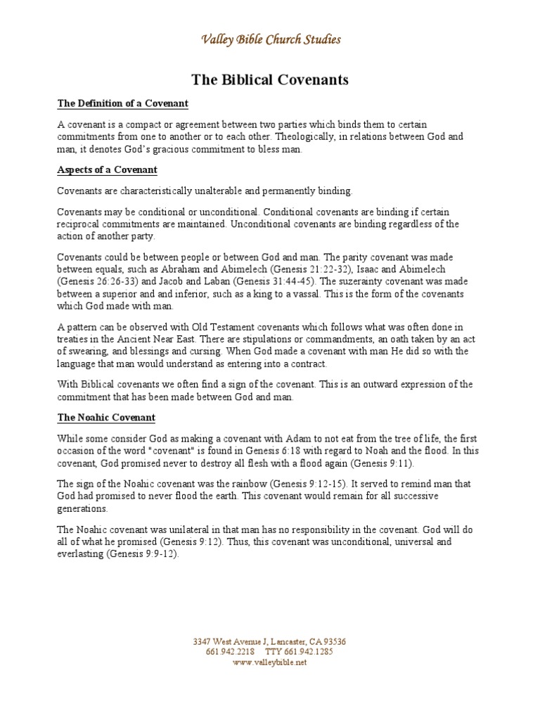 The Biblical Covenants: Valley Bible Church Studies | PDF | Covenant ...